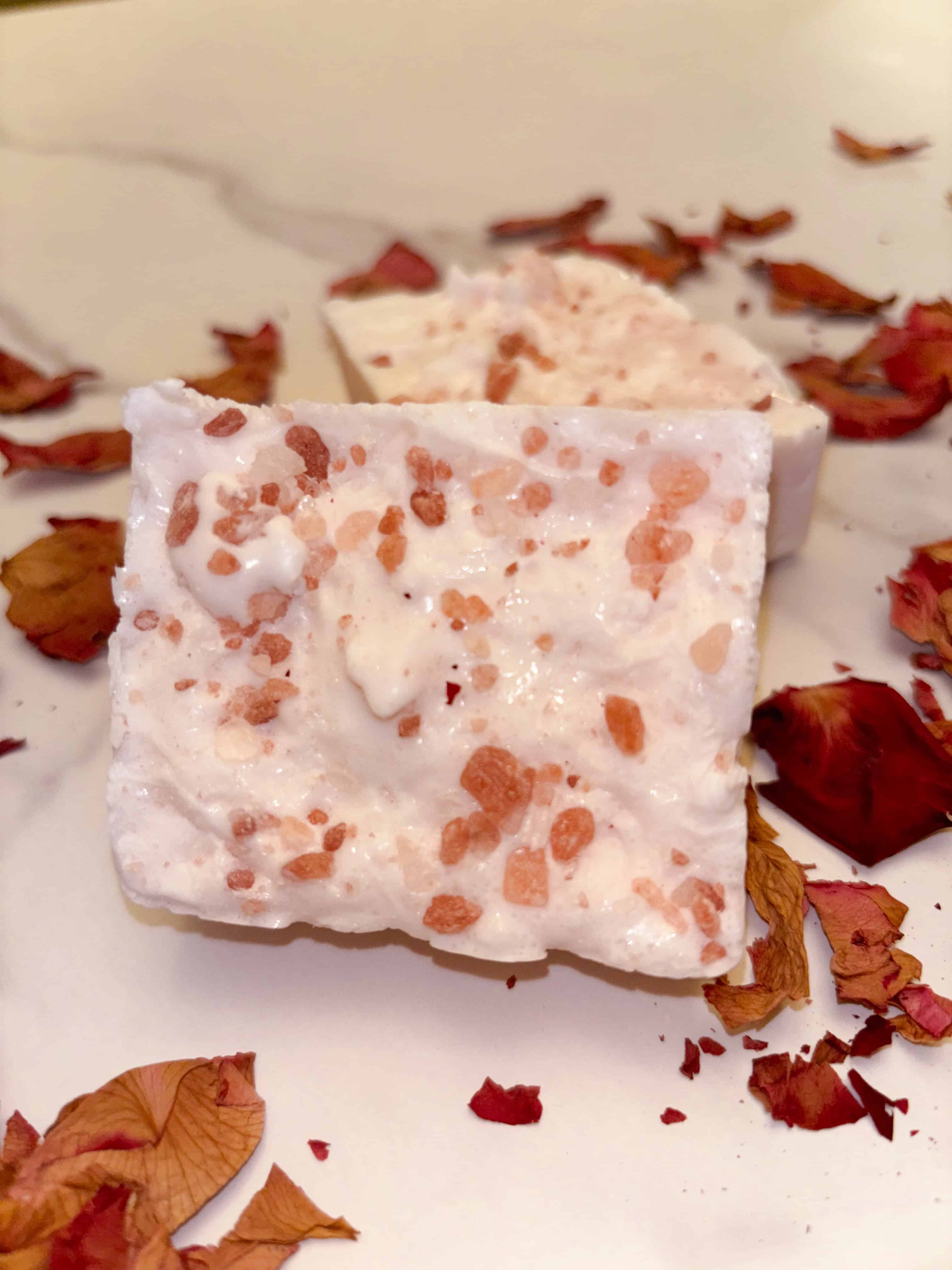 DIY Exfoliating Pink Himalayan Salt Soap Bar Recipe - She Needs Coffee