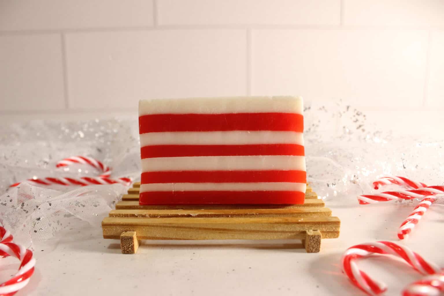 Festive Candy Cane Soap You Can Make at Home - She Needs Coffee